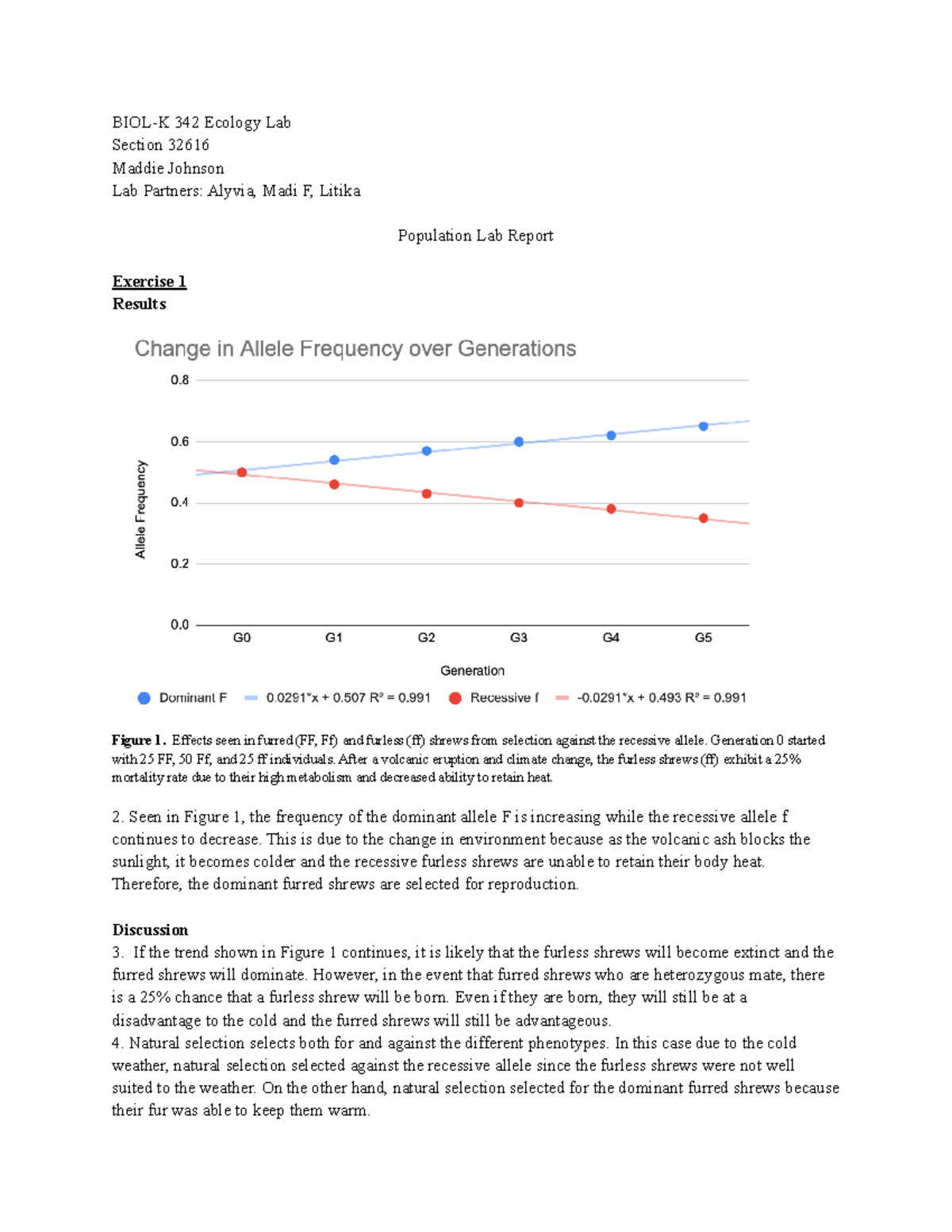 Population Lab Report - BIOL-K 342 Ecology Lab Section 32616 Maddie ...