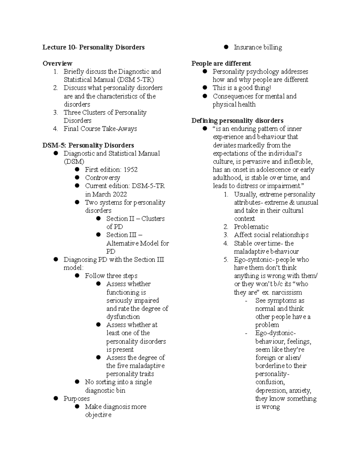 Lecture 10- Personality Disorders - Lecture 10- Personality Disorders ...