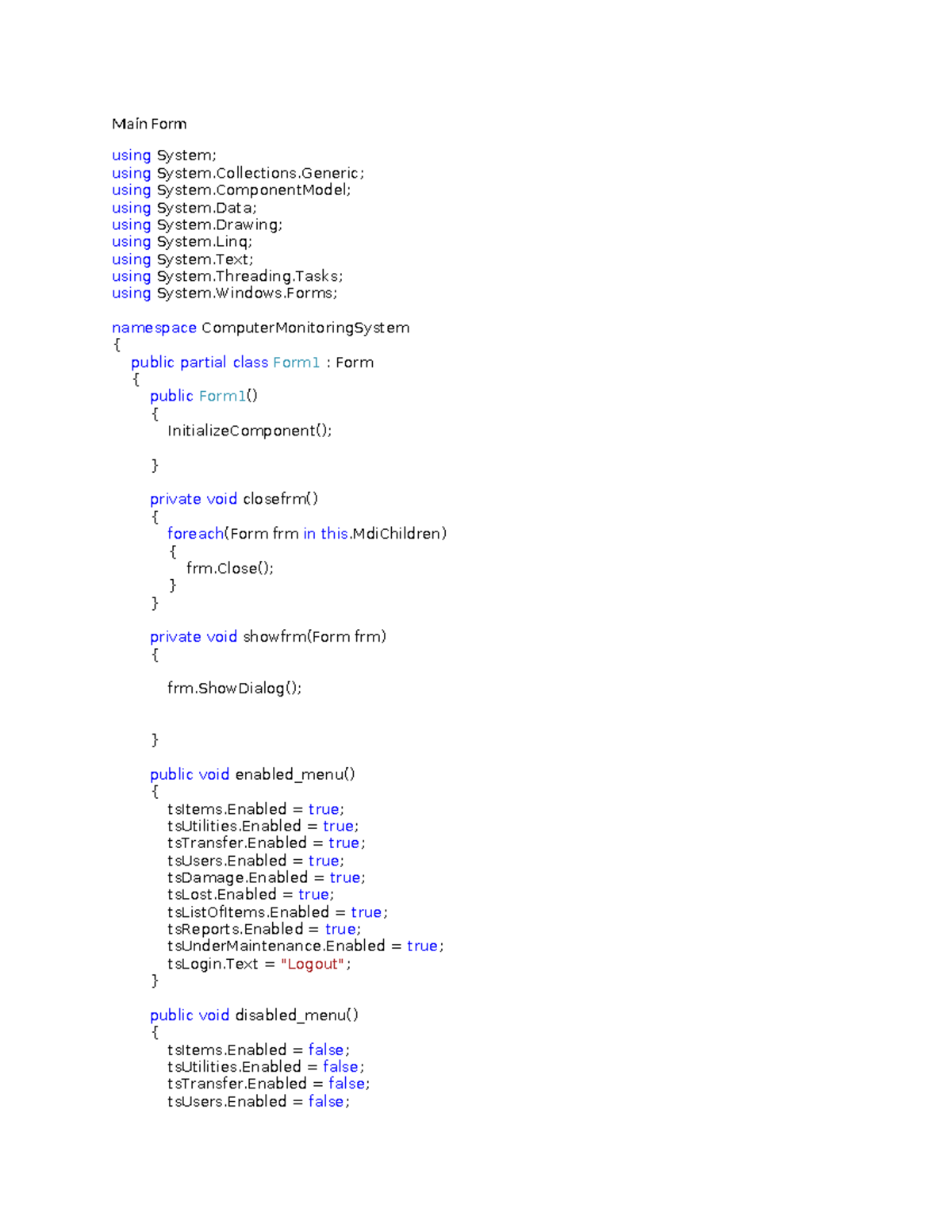 Source Code for Assignment - Main Form using System; using System ...