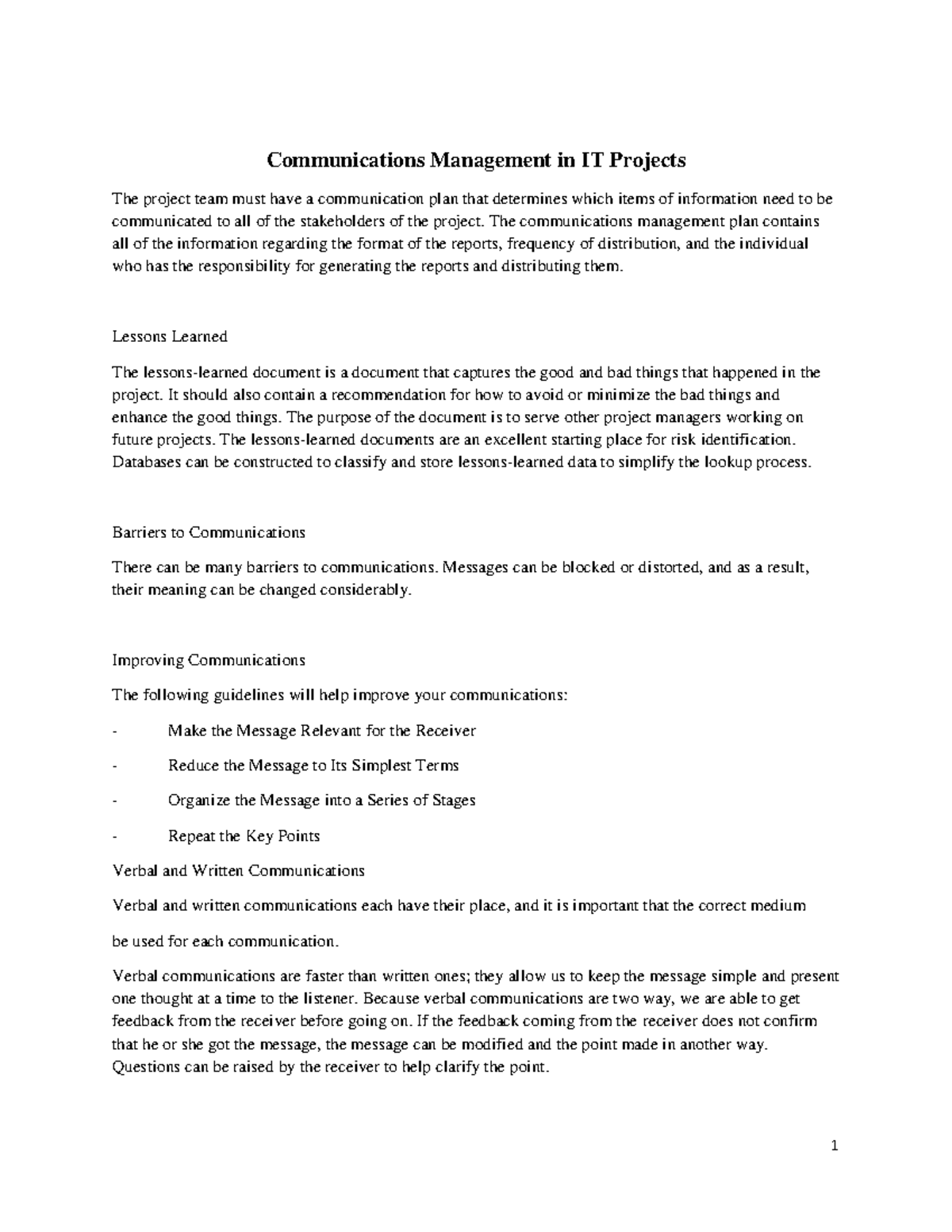 Communications Management in IT Projects - The communications ...