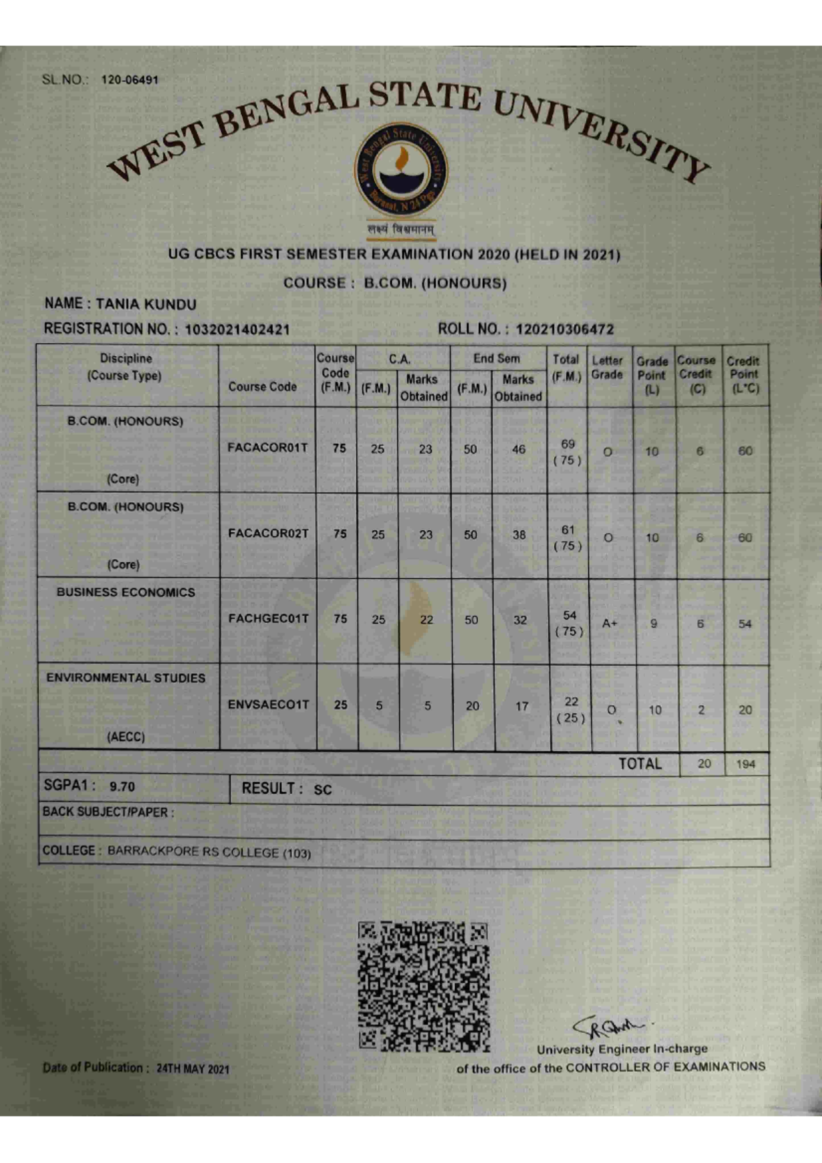 All semester exam result - Bachelors of Commerce - Studocu
