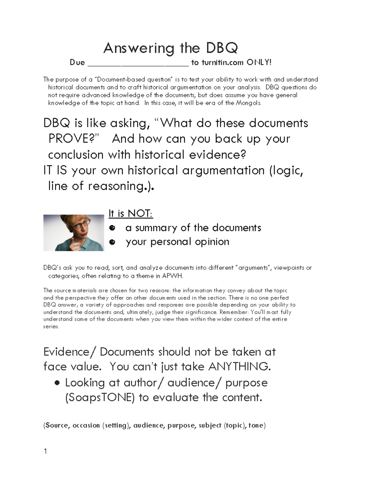 DBQ outline how to Mongols pdf 2018 - Answering the DBQ Due _____________________ to turnitin ...