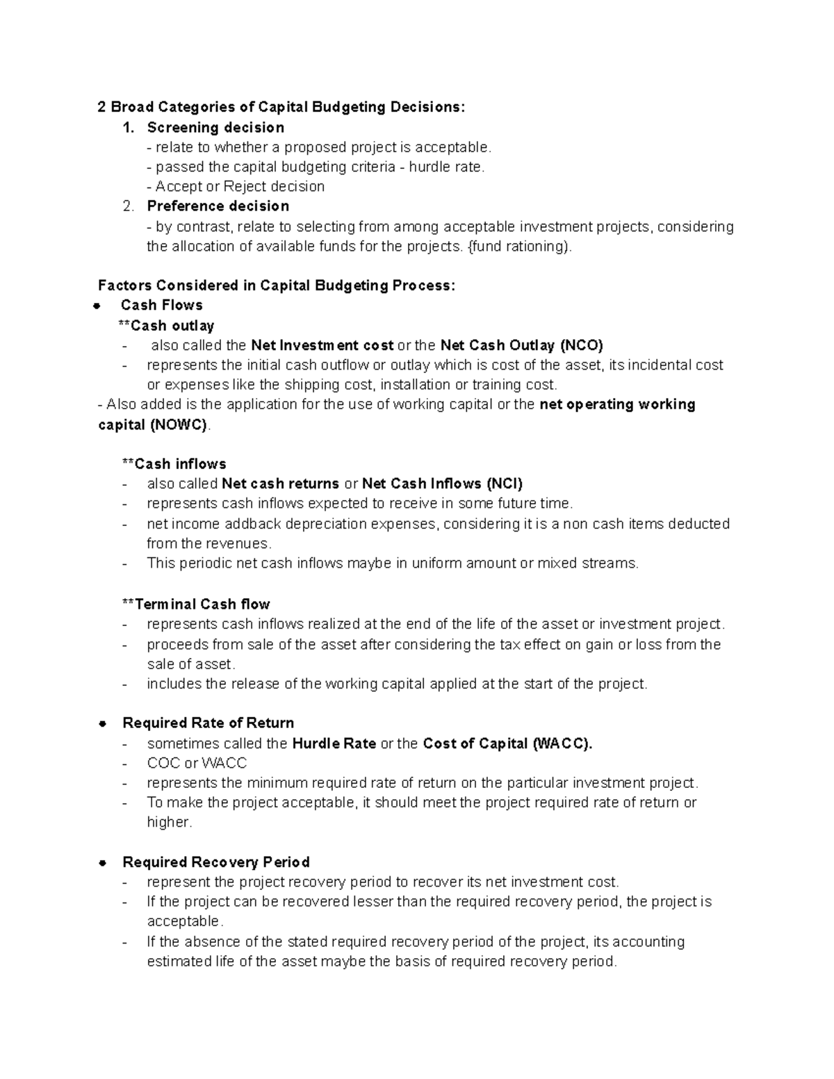 Cap Budgeting p2 - None - 2 Broad Categories of Capital Budgeting ...