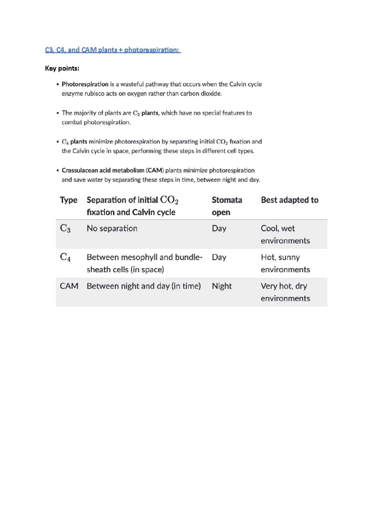 C3, C4 and CAM plants - The first step of the Calvin cycle is the ...