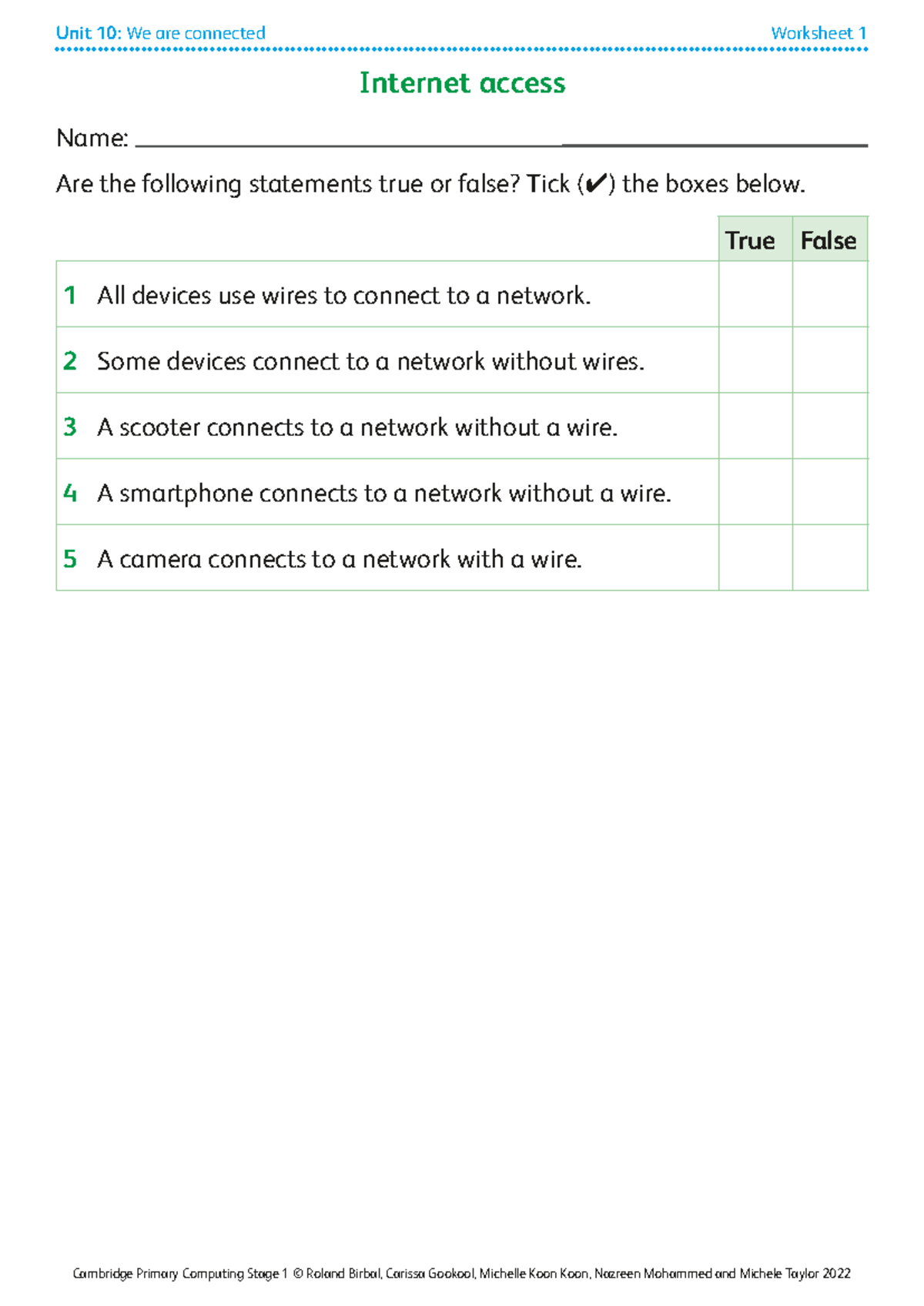Learner's Book worksheets for Unit 10 - Cambridge Primary Computing ...