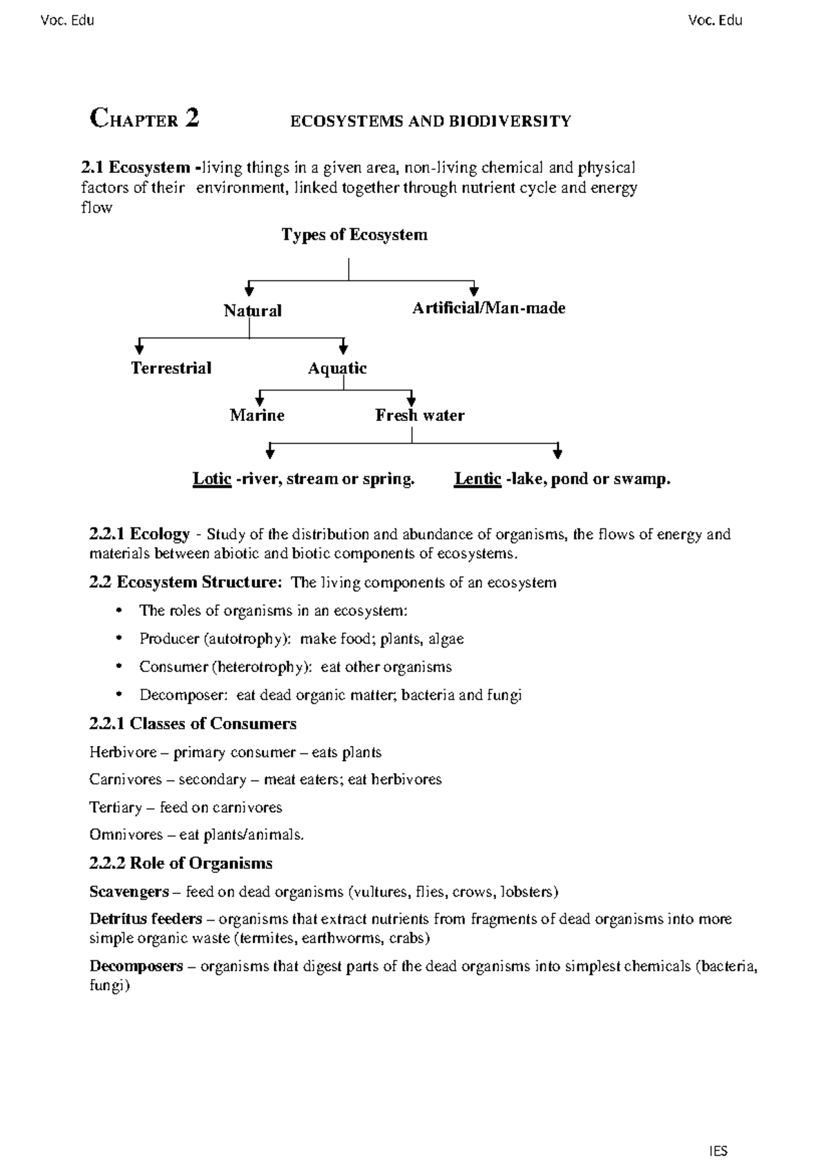 2nd module - Ecosystem and biodiversity - CHAPTER 2 ECOSYSTEMS AND ...