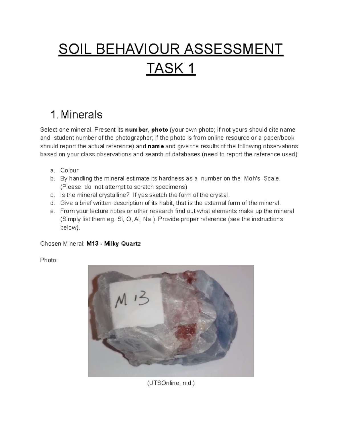 Soil Behaviour Task 1: Rocks and Minerals Report - SOIL BEHAVIOUR ...