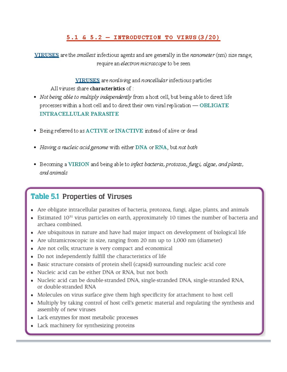 Biology 210 Lecture Chapter 5 - 5 & 5 — INTRODUCTION TO VIRUS(3/20 ...
