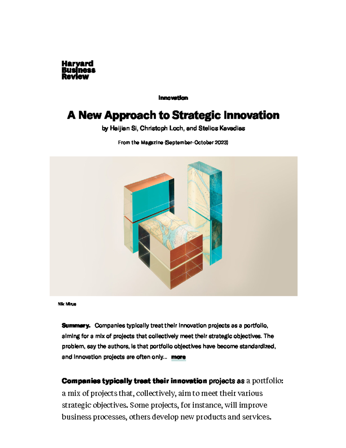 A New Approach to Strategic Innovation - Summary. Innovation A New ...