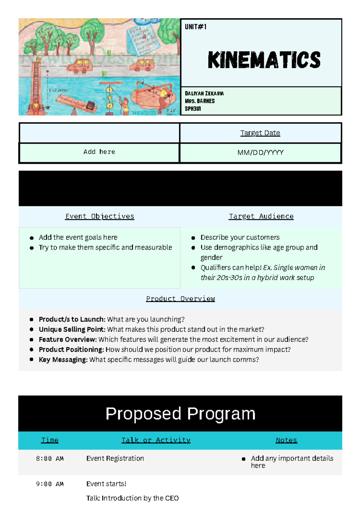 Product Launch Event Proposal Doc in Pink Black and White Professional ...