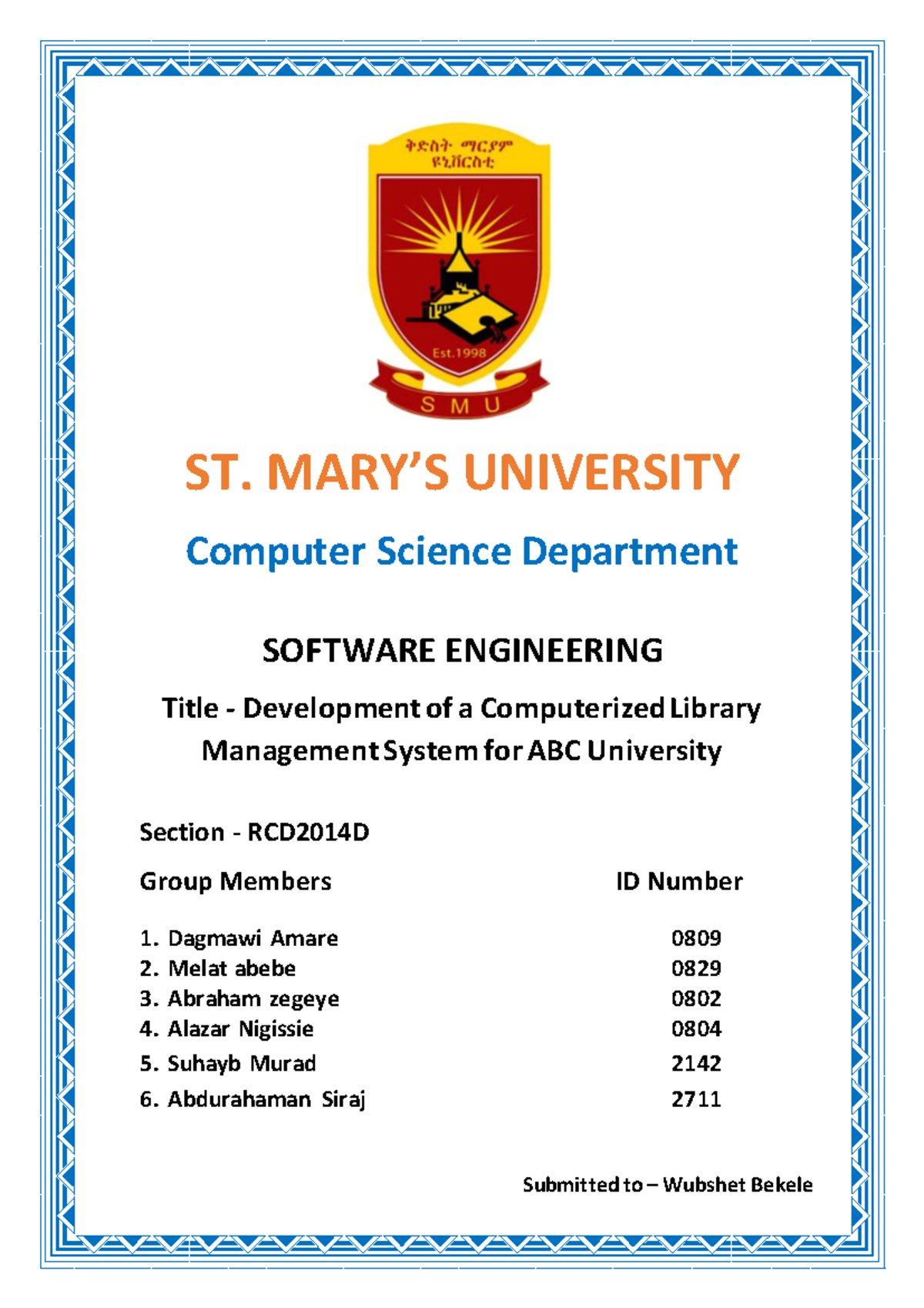 Development Of A Computerized Library Management System For Abc St Marys University Computer