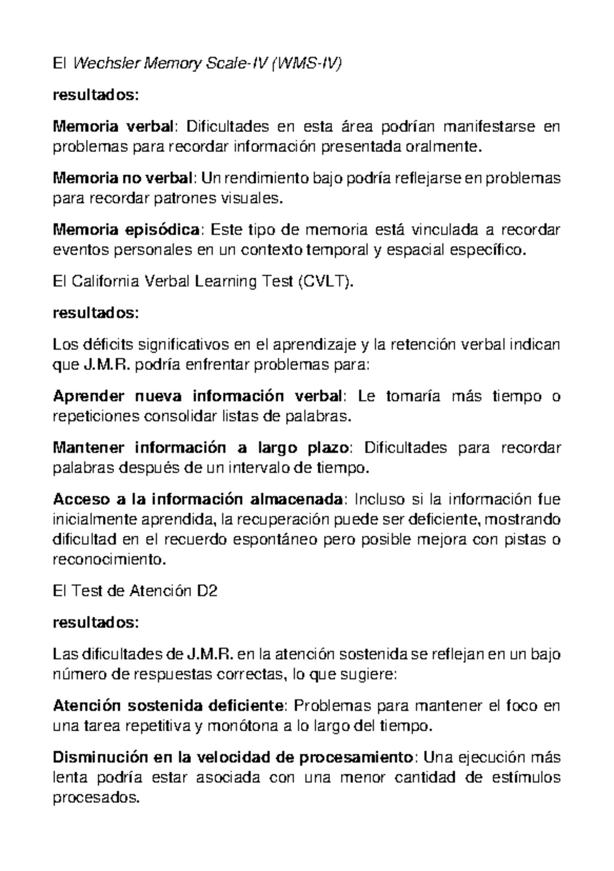 Resultados - SO RESULRTADOS - El Wechsler Memory Scale-IV (WMS-IV ...
