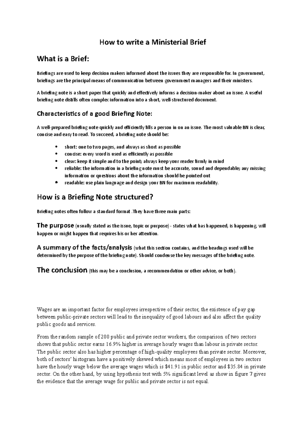 How to write a ministerial brief-2 - How to write a Ministerial Brief ...