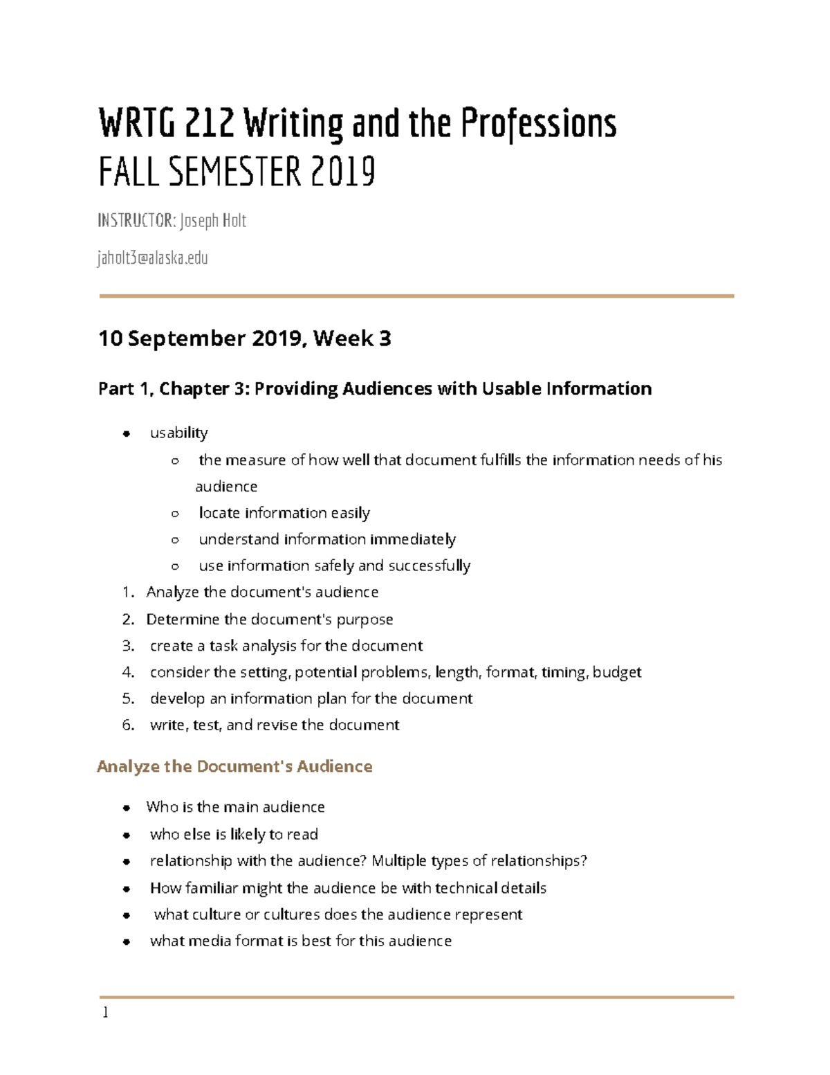 Week 3 Notes (Chapter 3) - WRTG 212 Writing and the Professions FALL ...