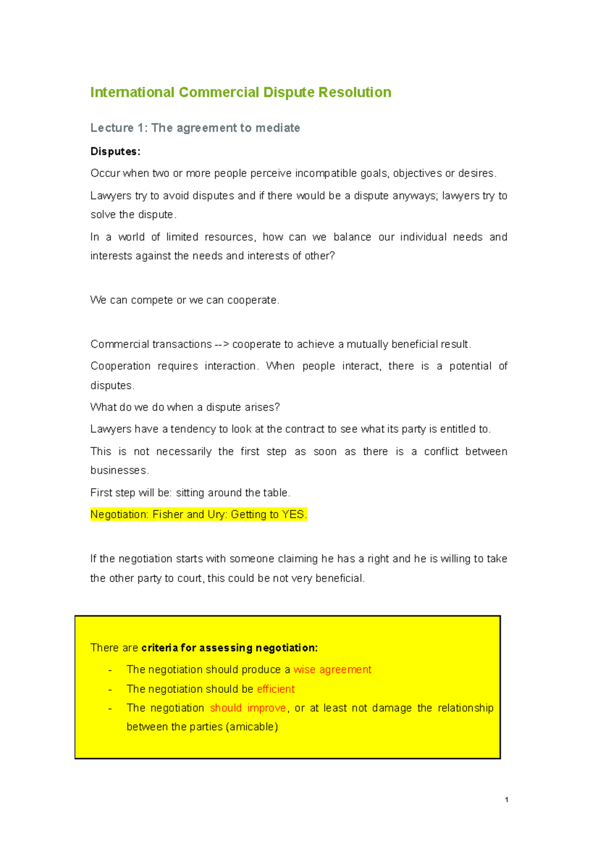 International Commercial Dispute Resolution - Lawyers try to avoid ...