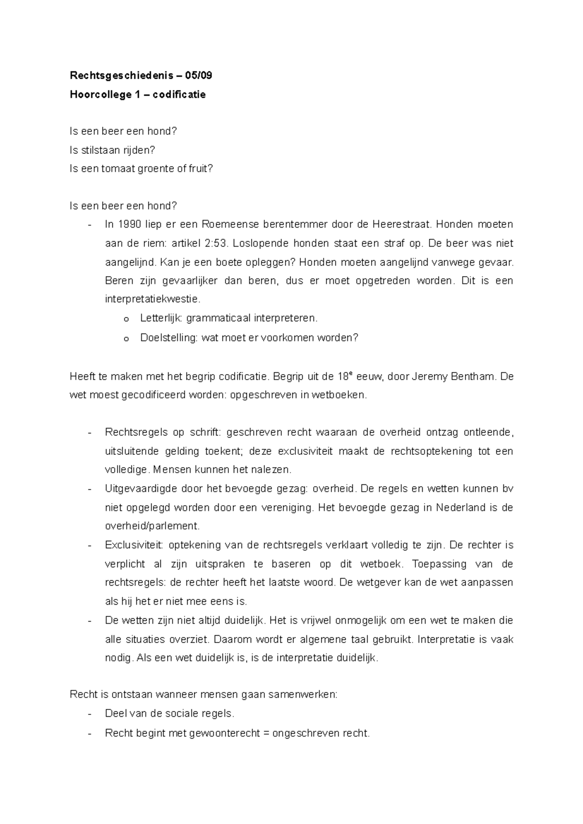 Week 1a Hc Hoorcollege 1a Rechtsgeschiedenis Rechtsgeschiedenis