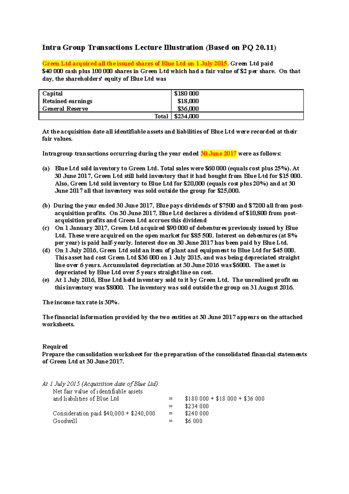 ACCT2542 2018 S2 Week6Lecture Example - Intra Group Transactions ...