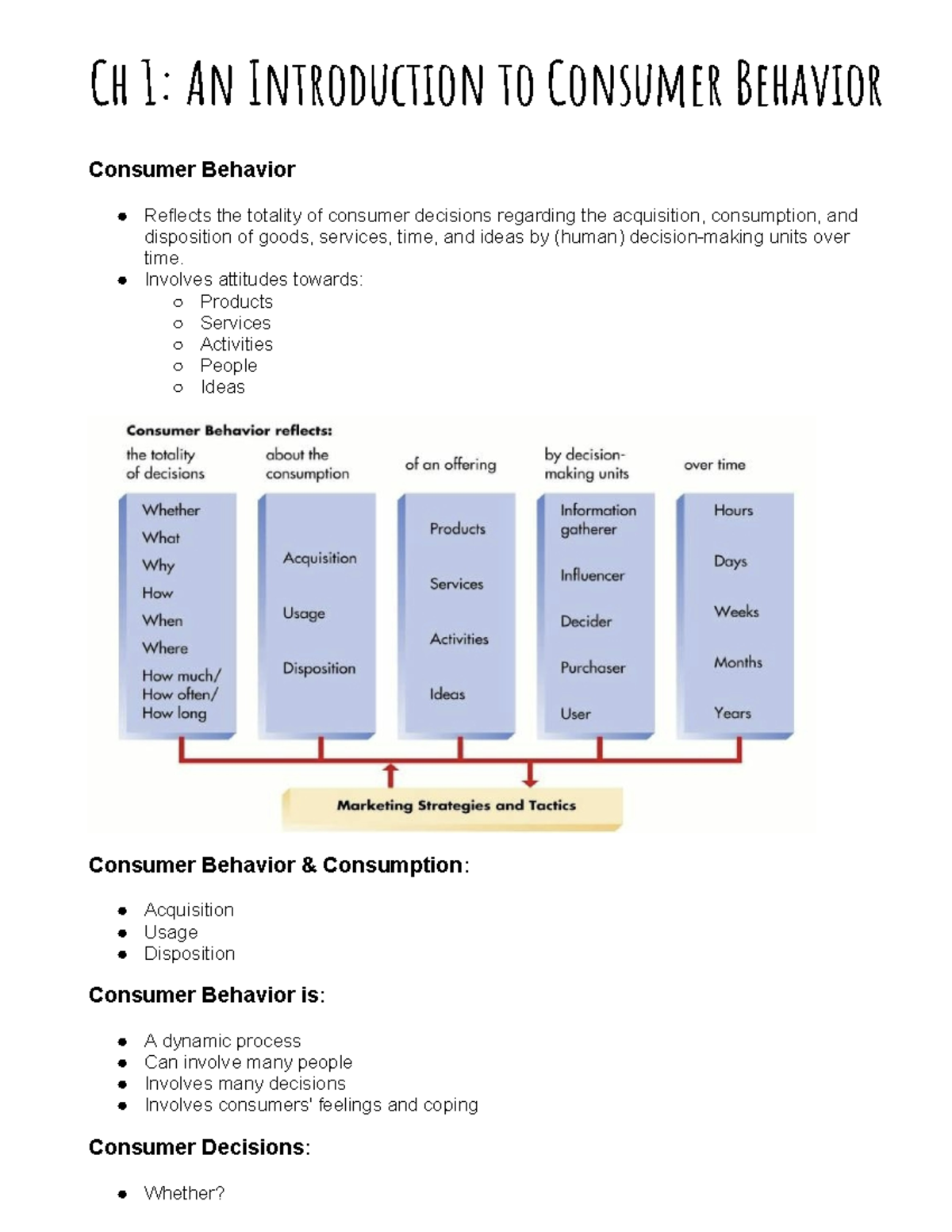 MGMC02 chapter 1 - Ch 1: An Introduction to Consumer Behavior Consumer Behavior Reflects the ...