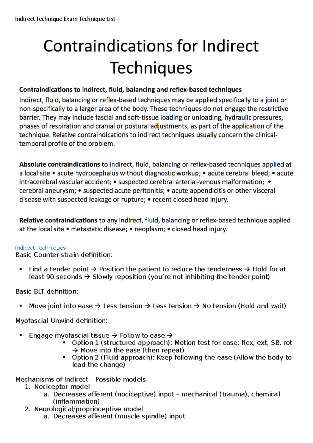 Indirect-Technique-Exam-Technique-List- Indirect Technique Exam ...
