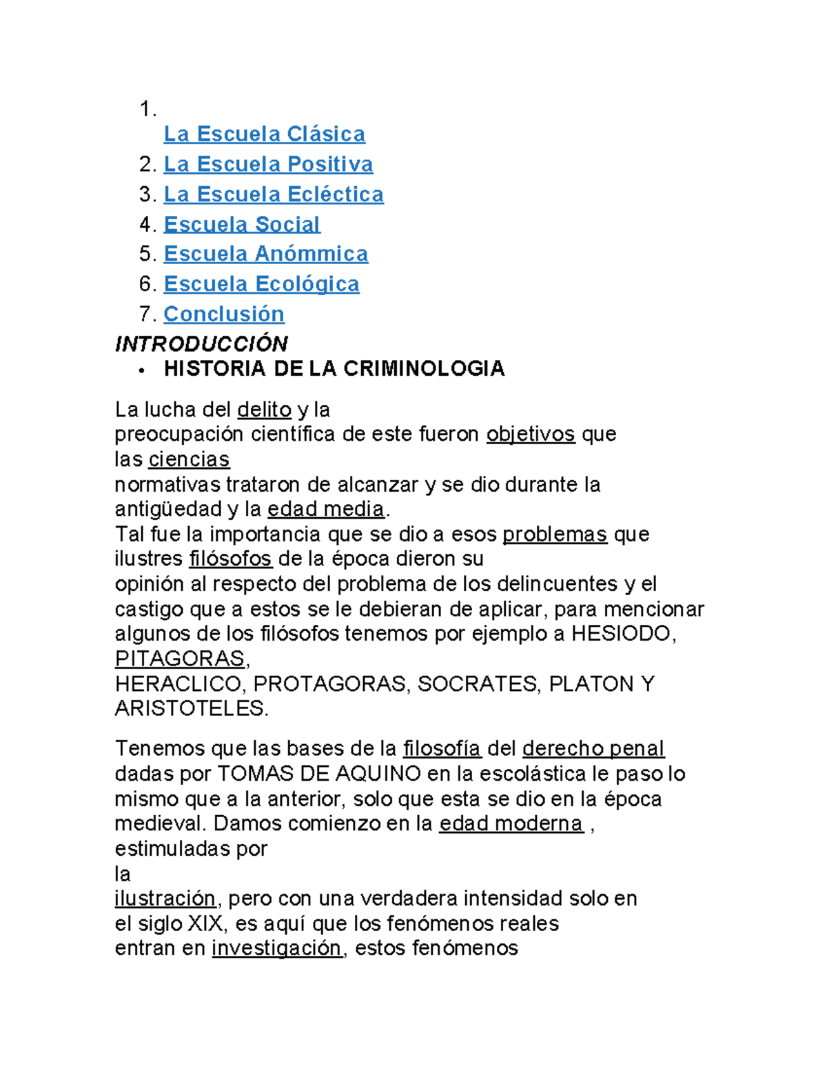Escuelas Criminologicas - 1. La Escuela Clásica 2. La Escuela Positiva ...