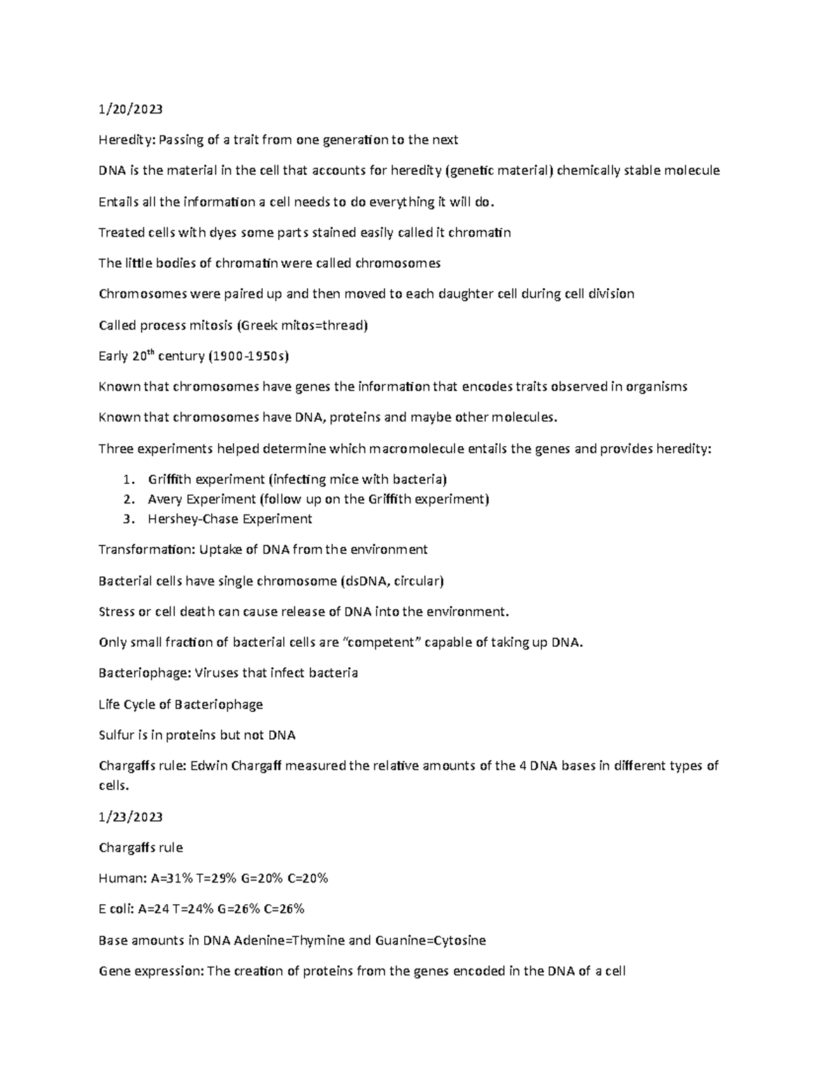 Biology notes - 1/20/ Heredity: Passing of a trait from one generation ...