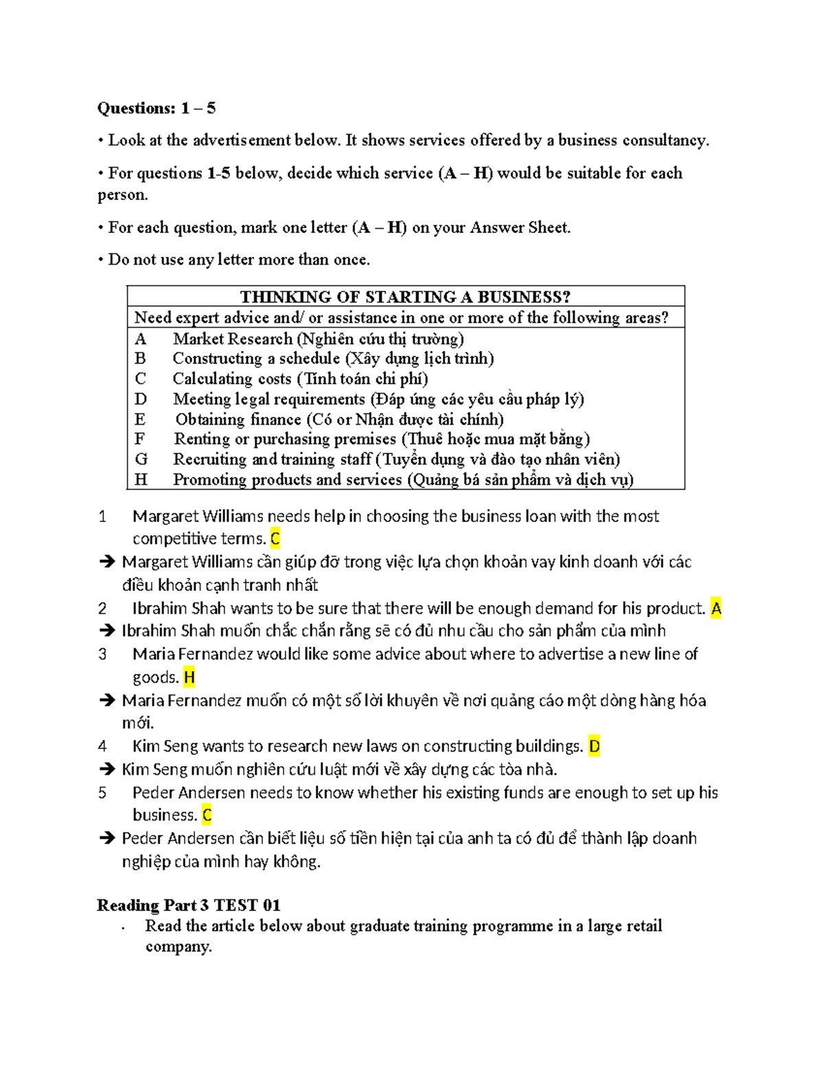 Reading Writing. Practice - Questions: 1 – 5 Look at the advertisement ...