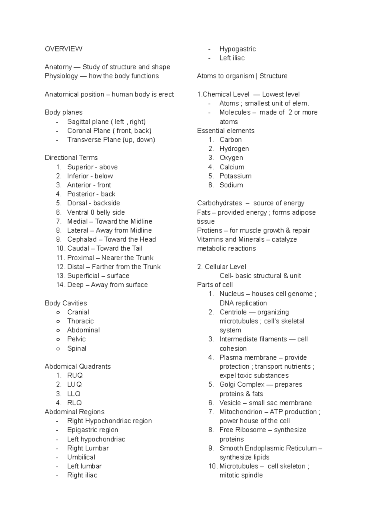 Anaphy - sdsada - OVERVIEW Anatomy — Study of structure and shape ...