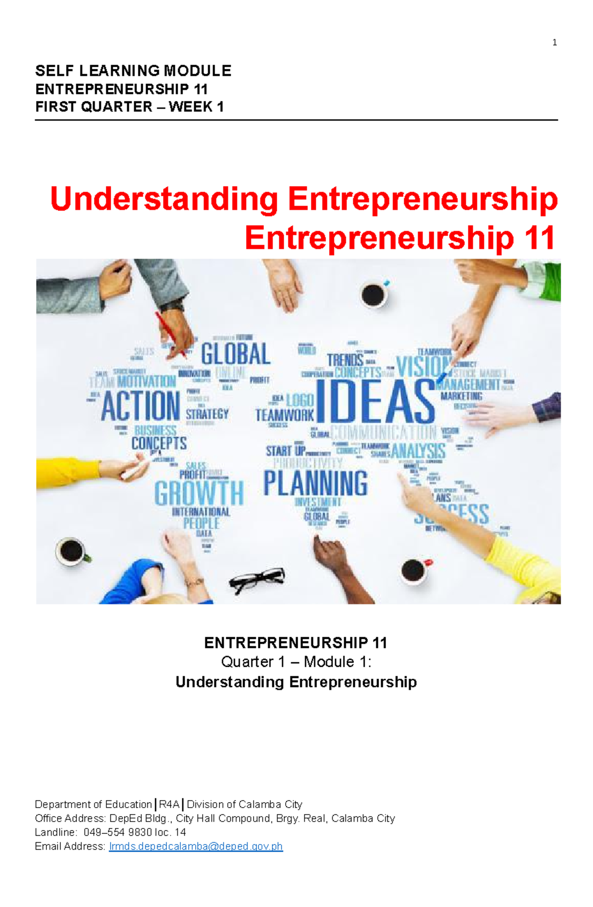 Entrep Leatners-packet W1 quarter 1 - SELF LEARNING MODULE ...
