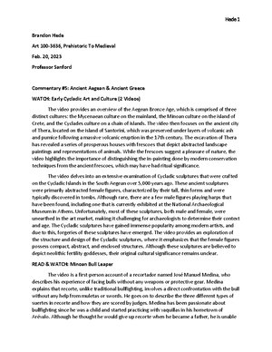 Commentary#1 - Week 1 commentary for videos and assignments - Brandon ...