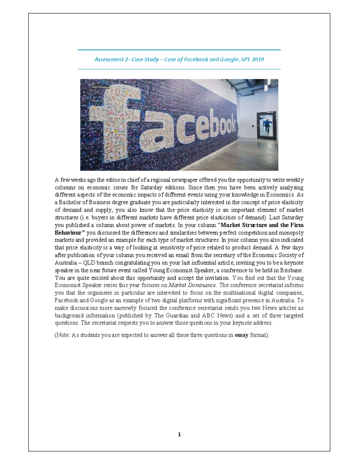 Assessment case study - Assessment 2- Case Study – Case of Facebook and ...