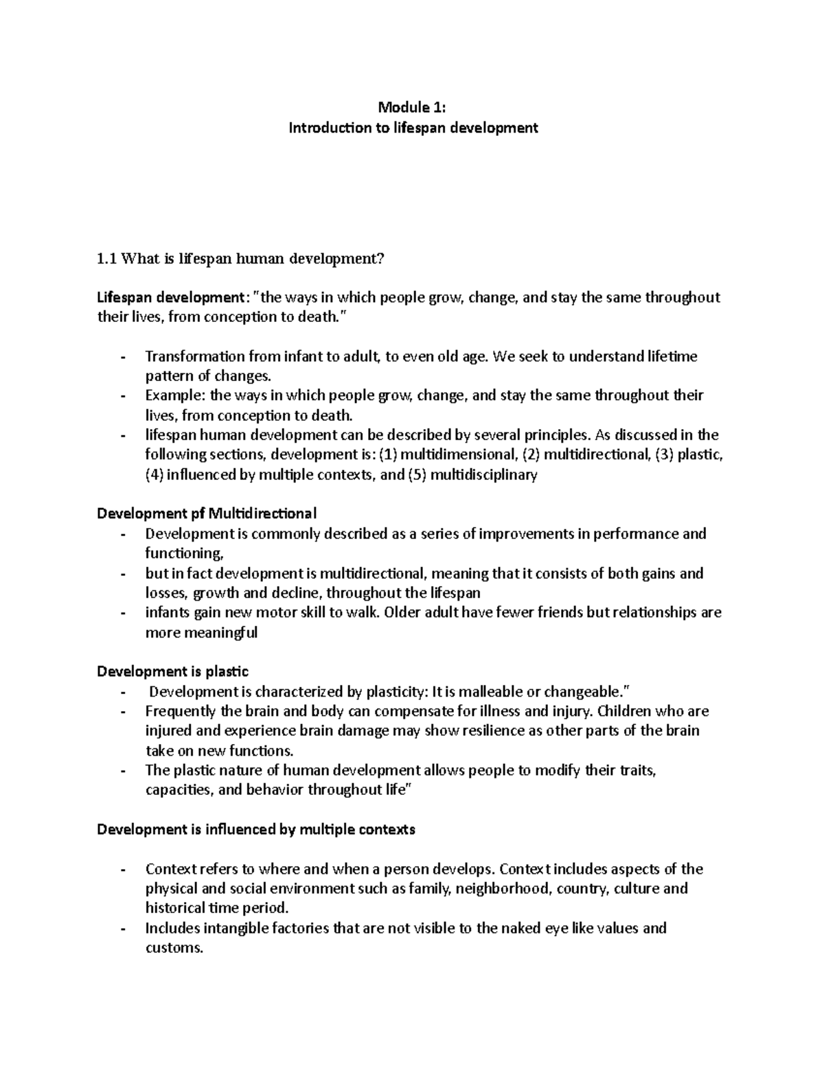 Chapter 1 - Lecture notes 1 - Module 1: Introduction to lifespan ...