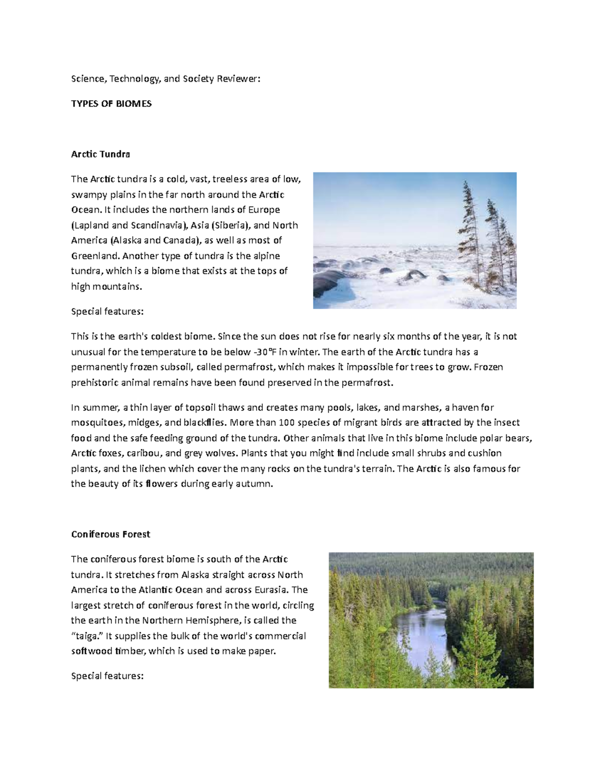 STS Types of Biomes - Science, Technology, and Society Reviewer: TYPES ...