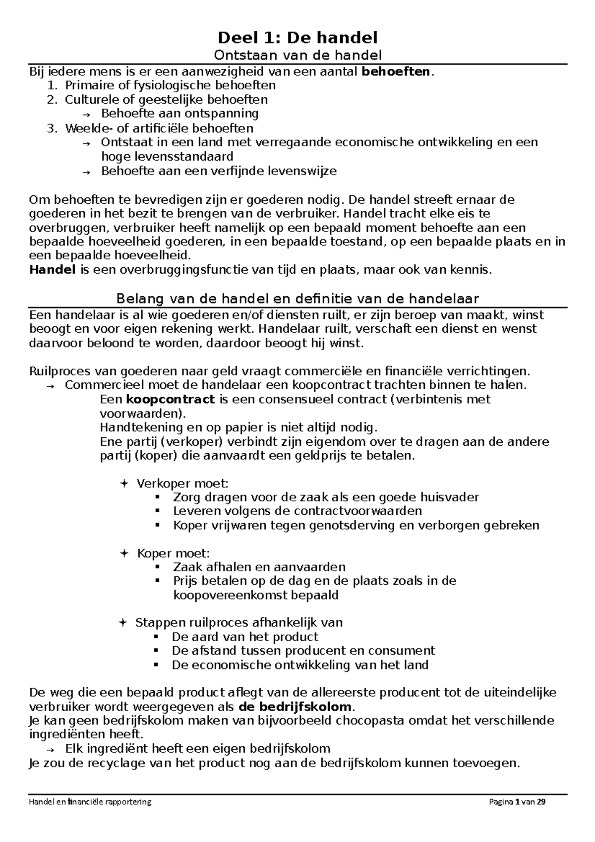 Handel en financiële rapportering - Deel 1: De handel Ontstaan van de ...