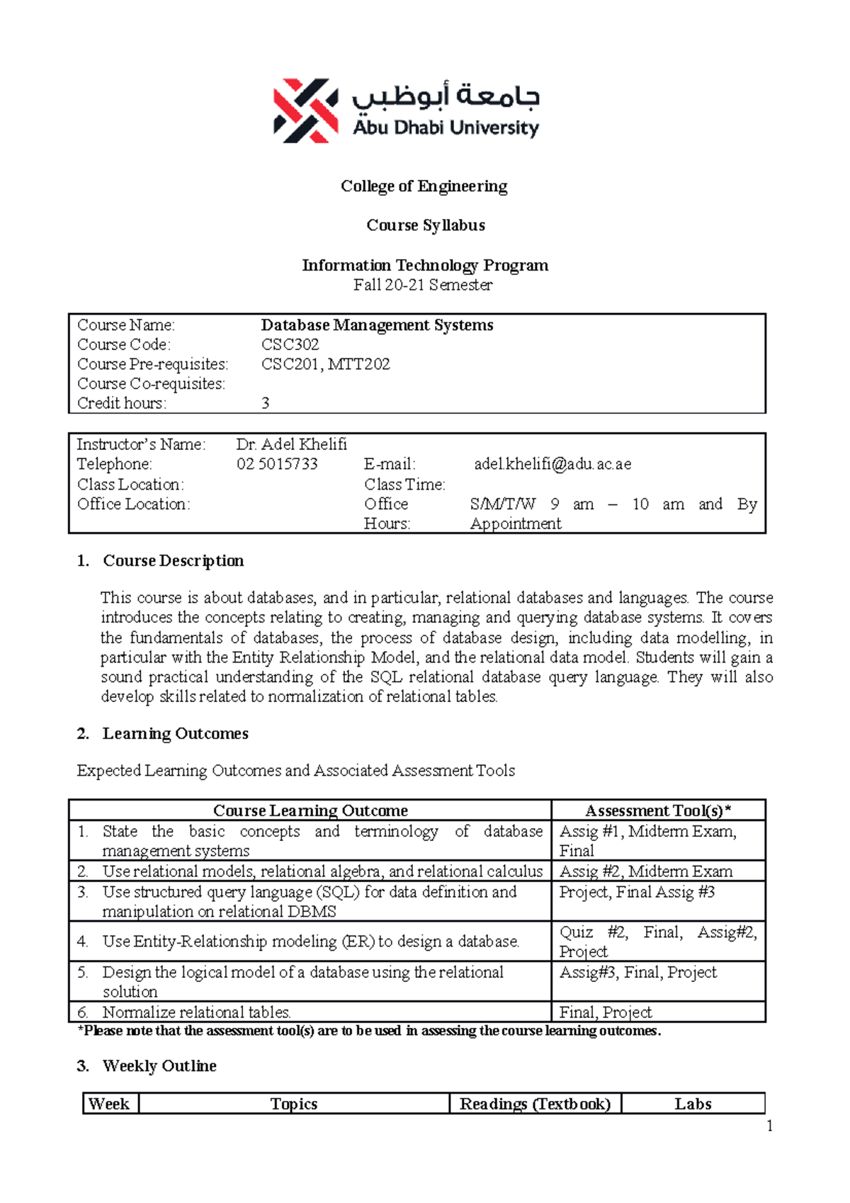 Csc 302 Database Management Systems V33 College Of Engineering Course