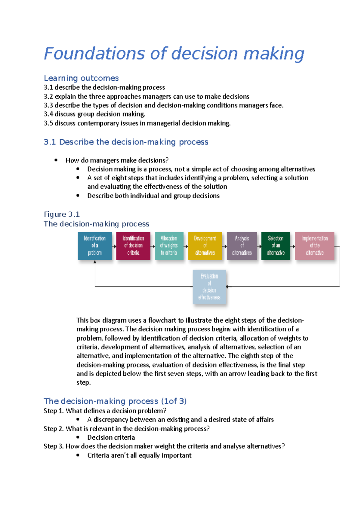 11174 Lecture 5 - Foundations of decision making Learning outcomes 3 ...