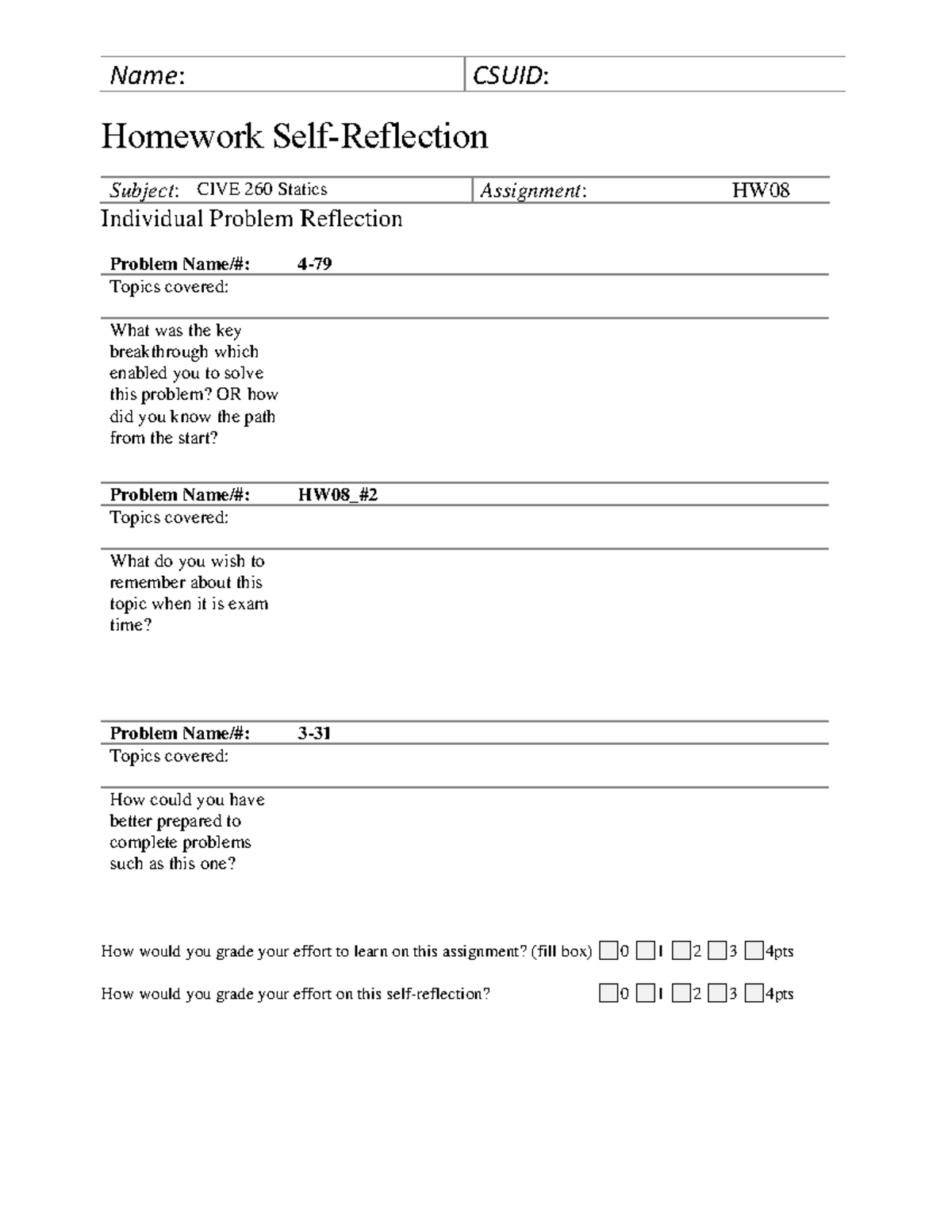 St HW08 - This is the homework. - Name: CSUID: Homework Self-Reflection ...