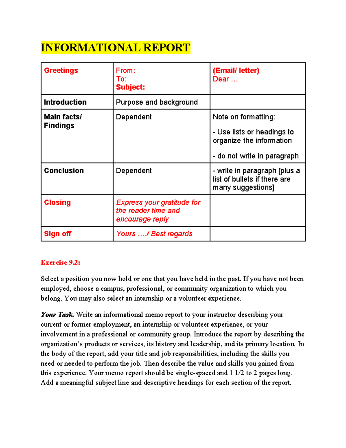 ML229 Informal Report - INFORMATIONAL REPORT Greetings From: To ...