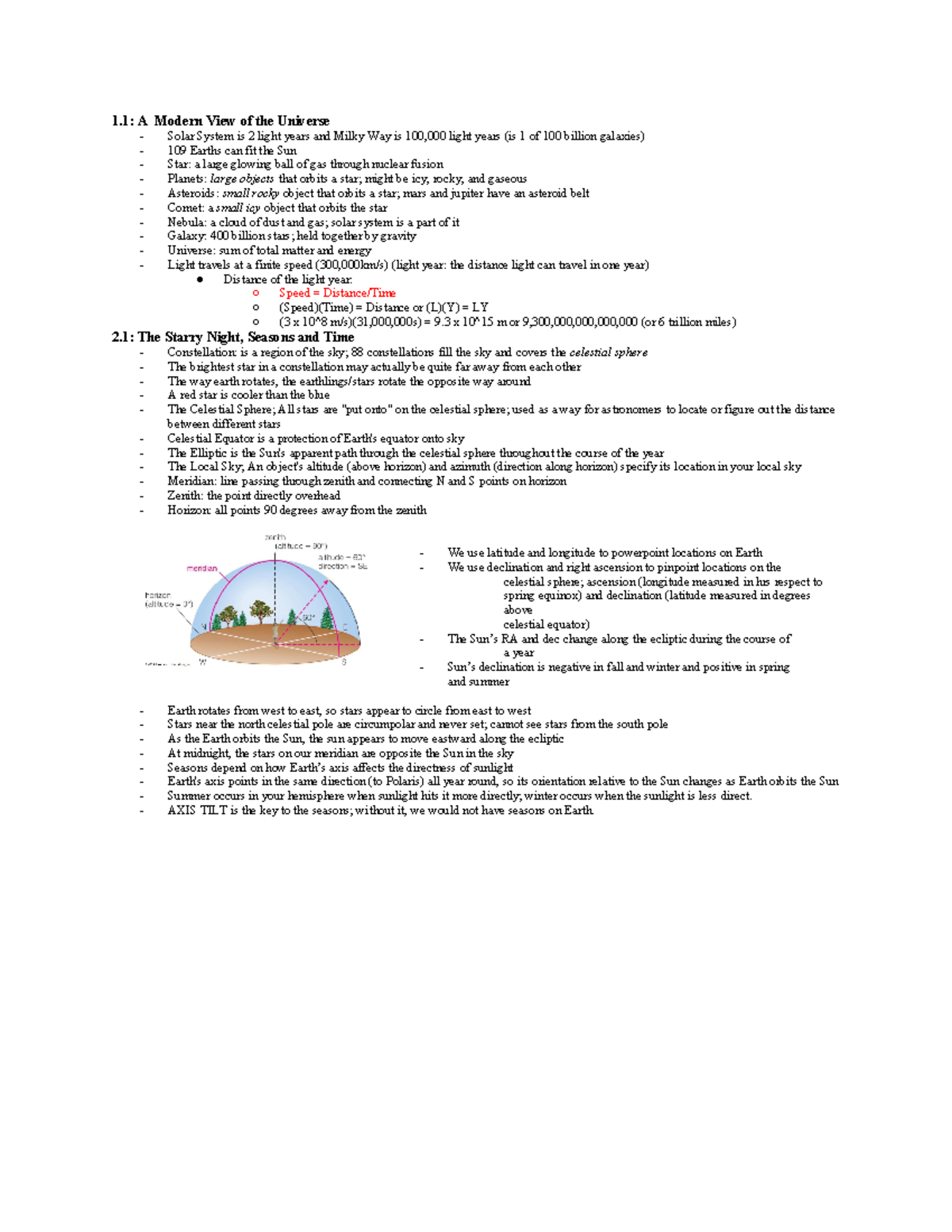 Cheat Sheet - exam 1 study guide lecture 1-2 - 1: A Modern View of the ...