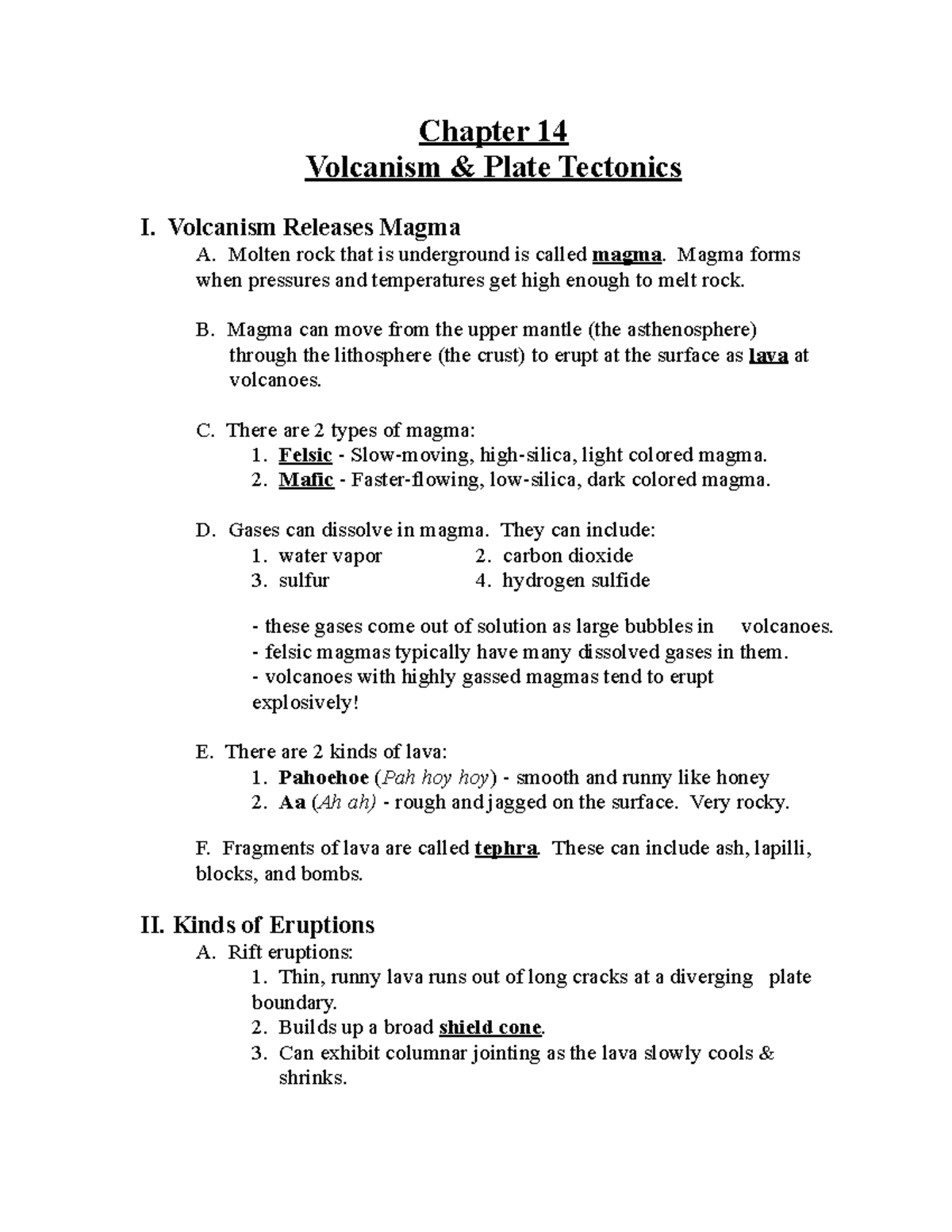 Chapter 14 - Volcanism Plate Tectonics Teacher Version - Chapter 14 ...