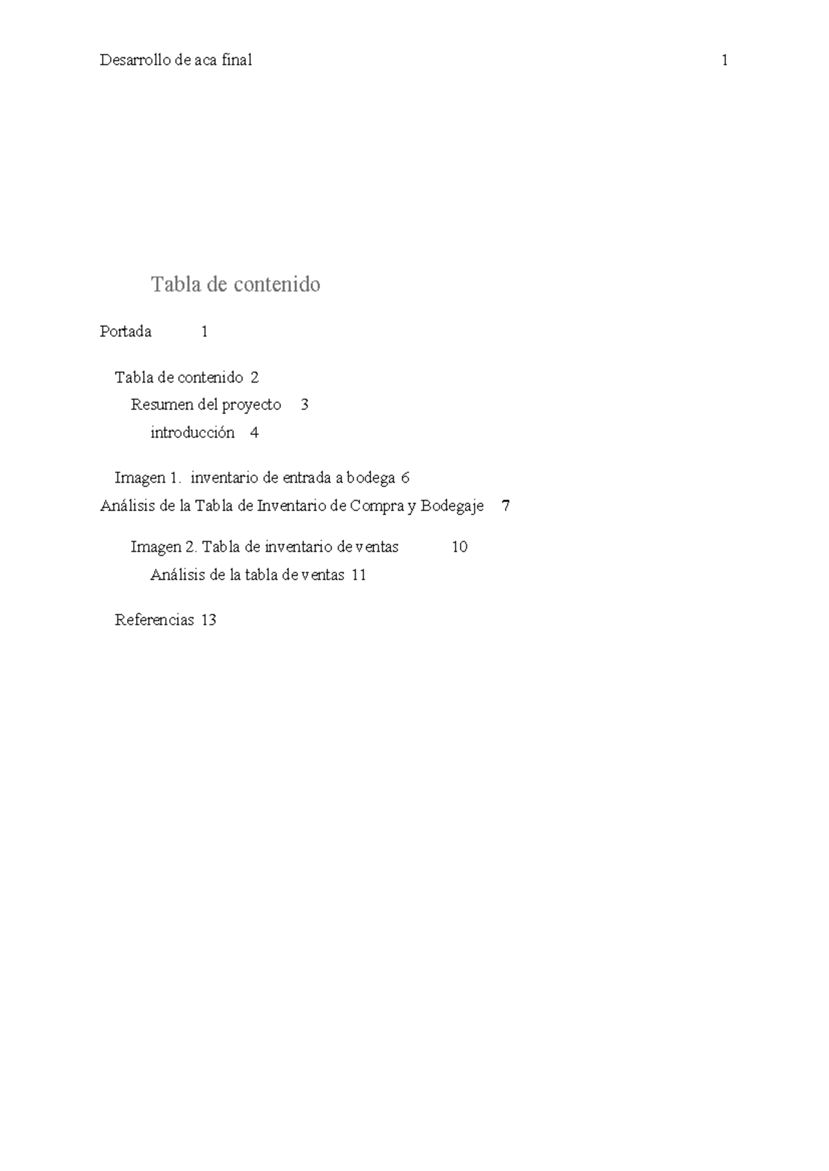 Desarrollo de Aca de Excel Básico - Tabla de contenido Desarrollo de ...