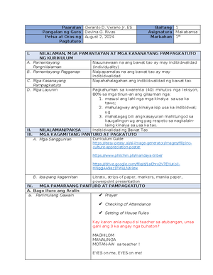Matatag-LP Language - MATATAG K to 10 Curriculu m Lesson Log School ...