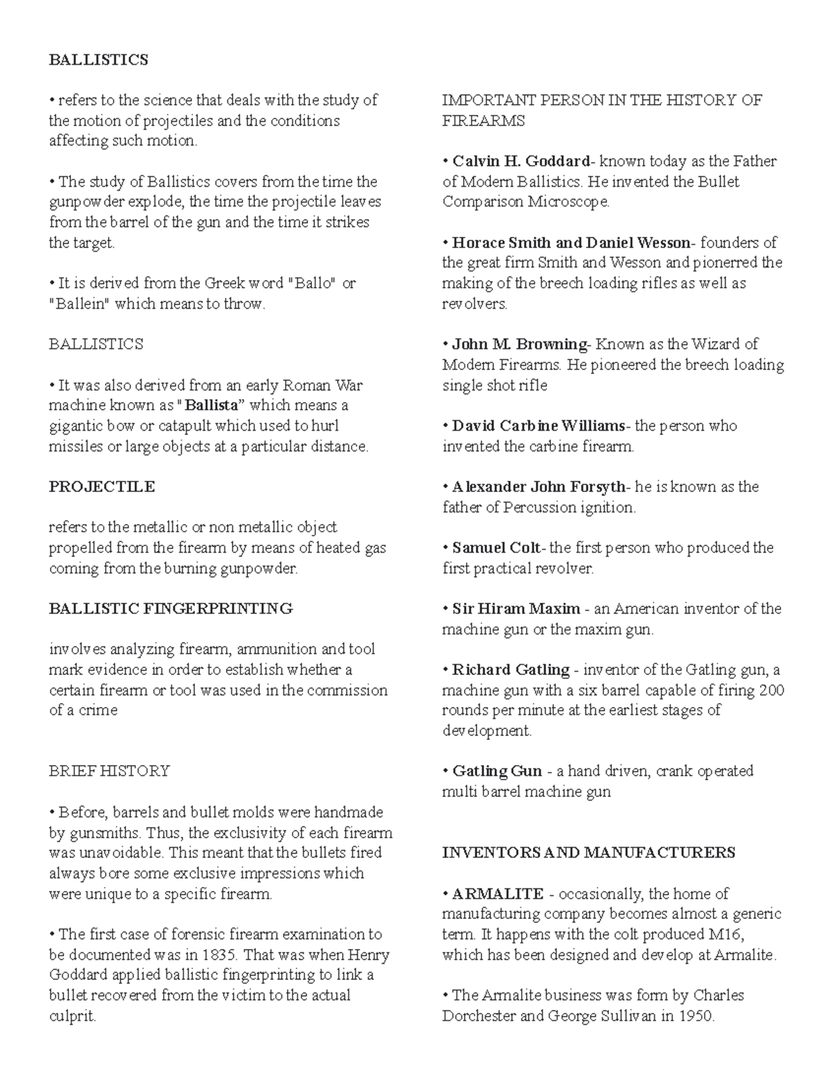 Fball - BALLISTICS refers to the science that deals with the study of ...