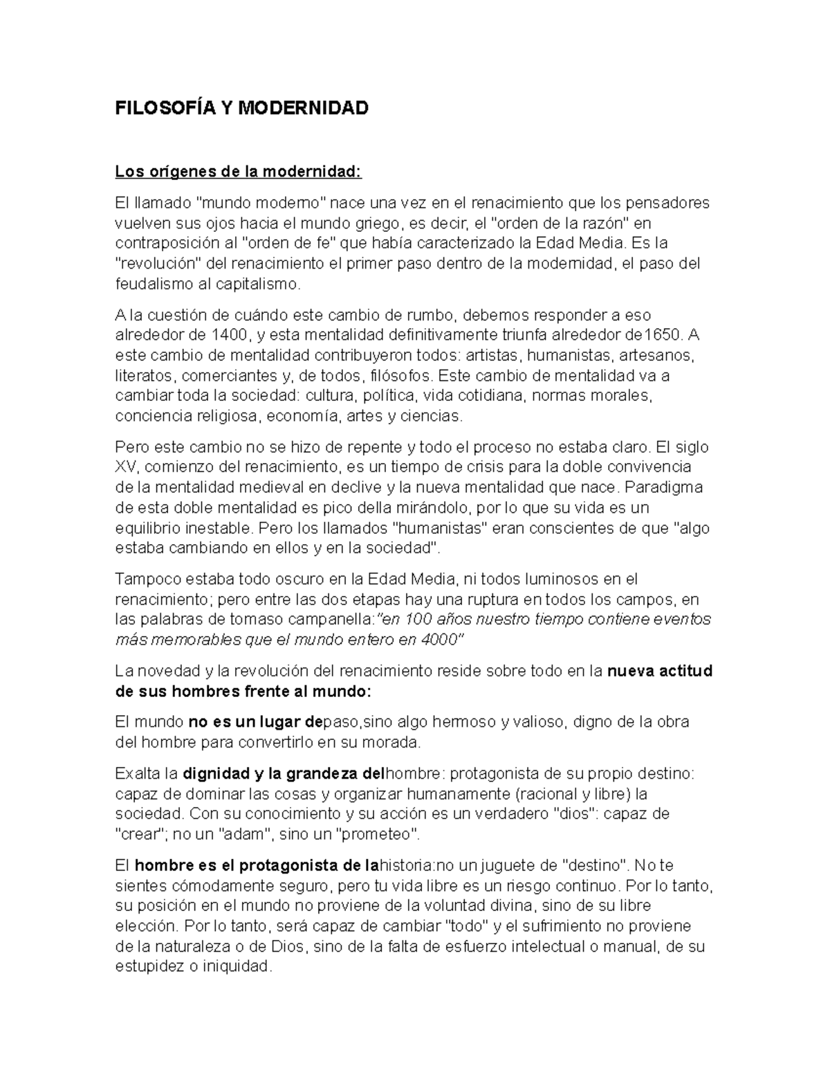 Filosofía y modernidad - Y MODERNIDAD Los de la modernidad: El llamado ...