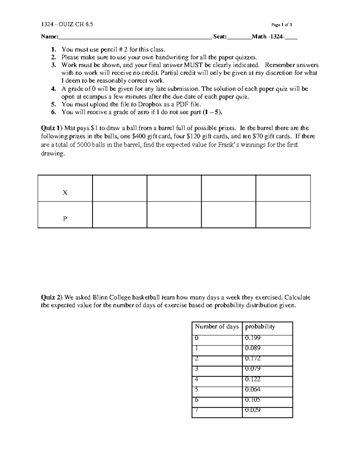 1324 -Paper Quiz Section 8.5 - 1324 - OUIZ CH 8 Page 1 of 1 - Studocu