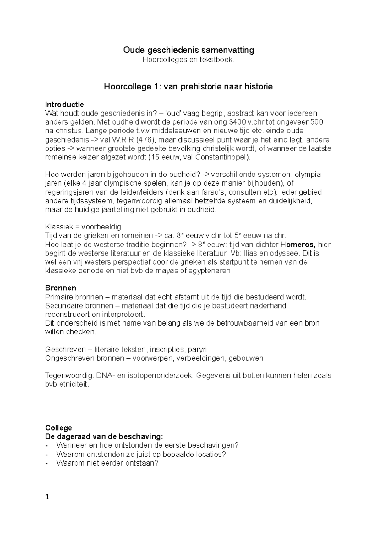 Oude geschiedenis samenvatting alles - Oude geschiedenis samenvatting ...