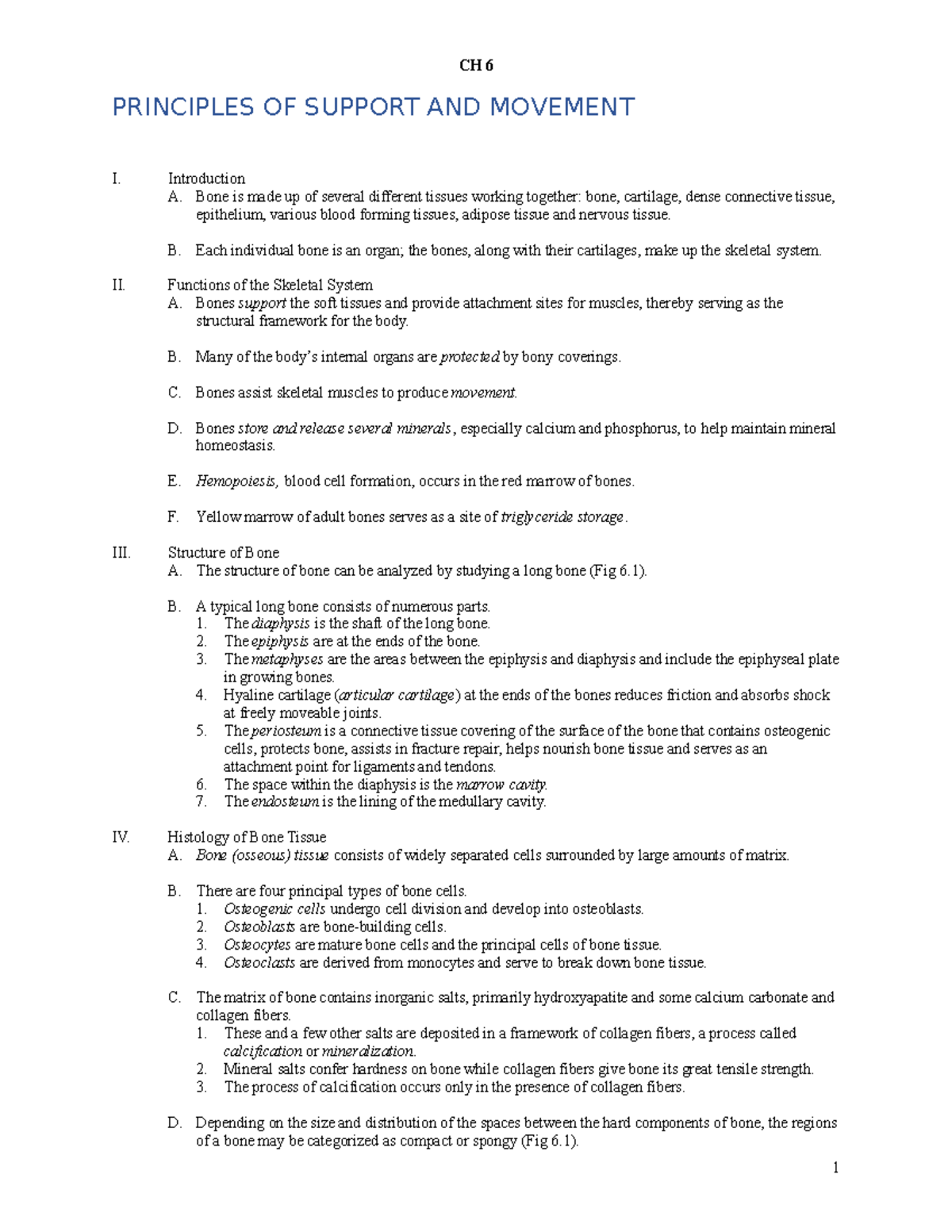 CH 6 Principles of Support and Movement - CH 6 PRINCIPLES OF SUPPORT ...