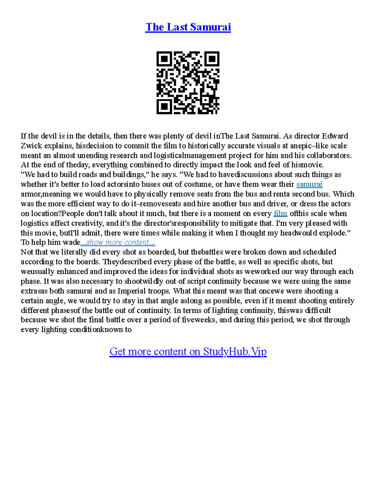 The Last Samurai Essay - The Last Samurai If the devil is in the ...
