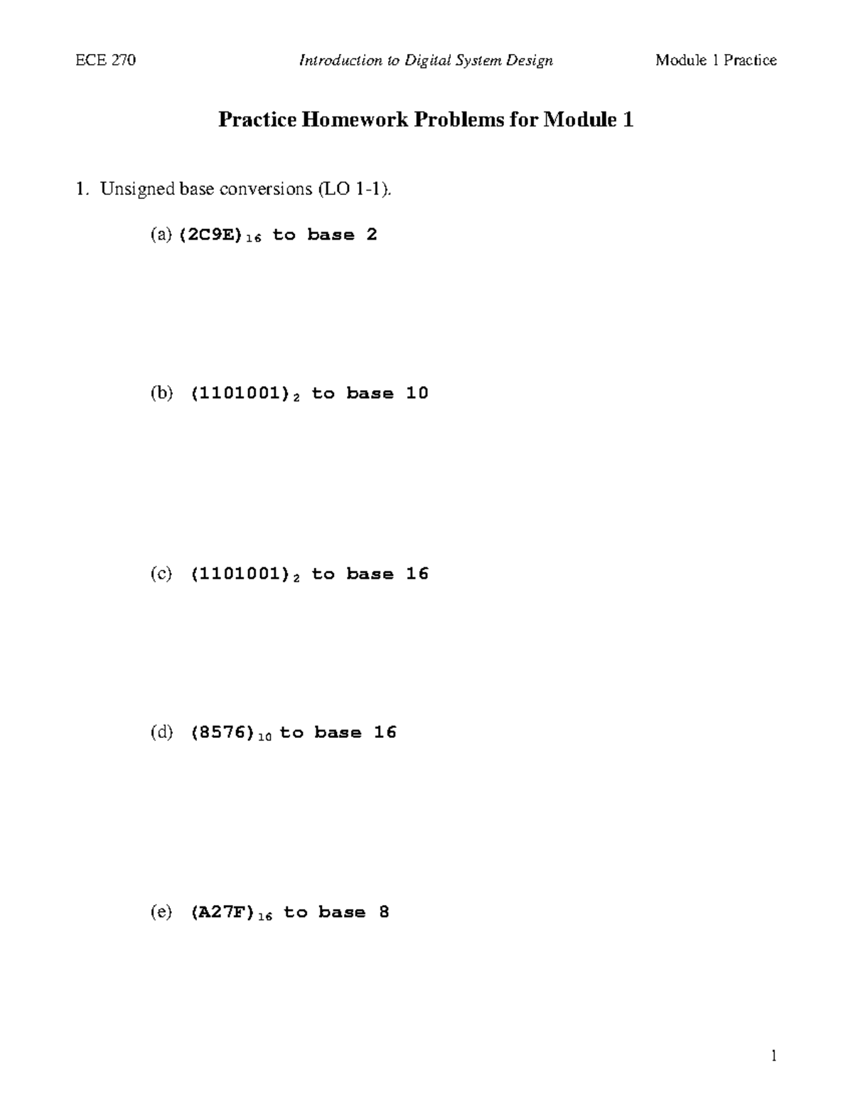 Mandatory Assignments-Seminar assignments - Module 1-4- ECE 27000 - ECE ...