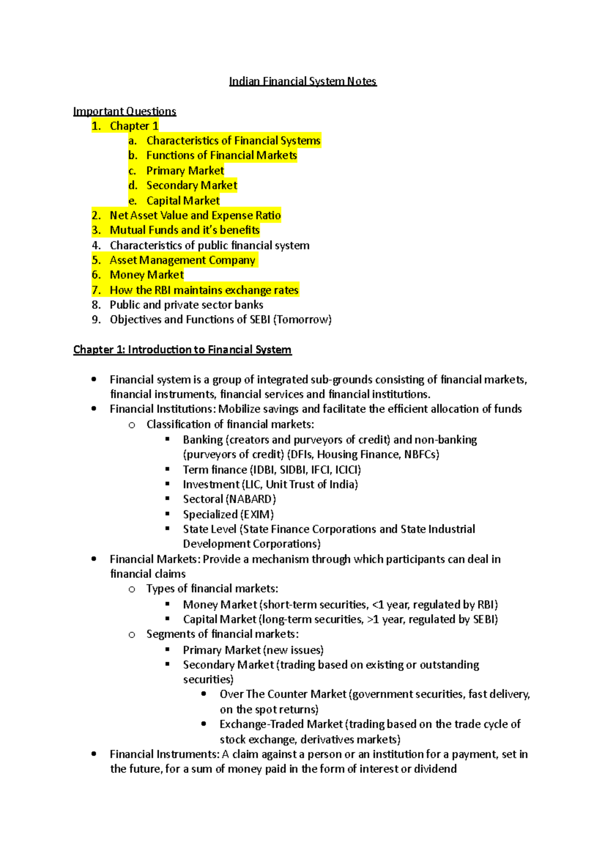 Indian Financial System Notes - Indian Financial System Notes Important ...