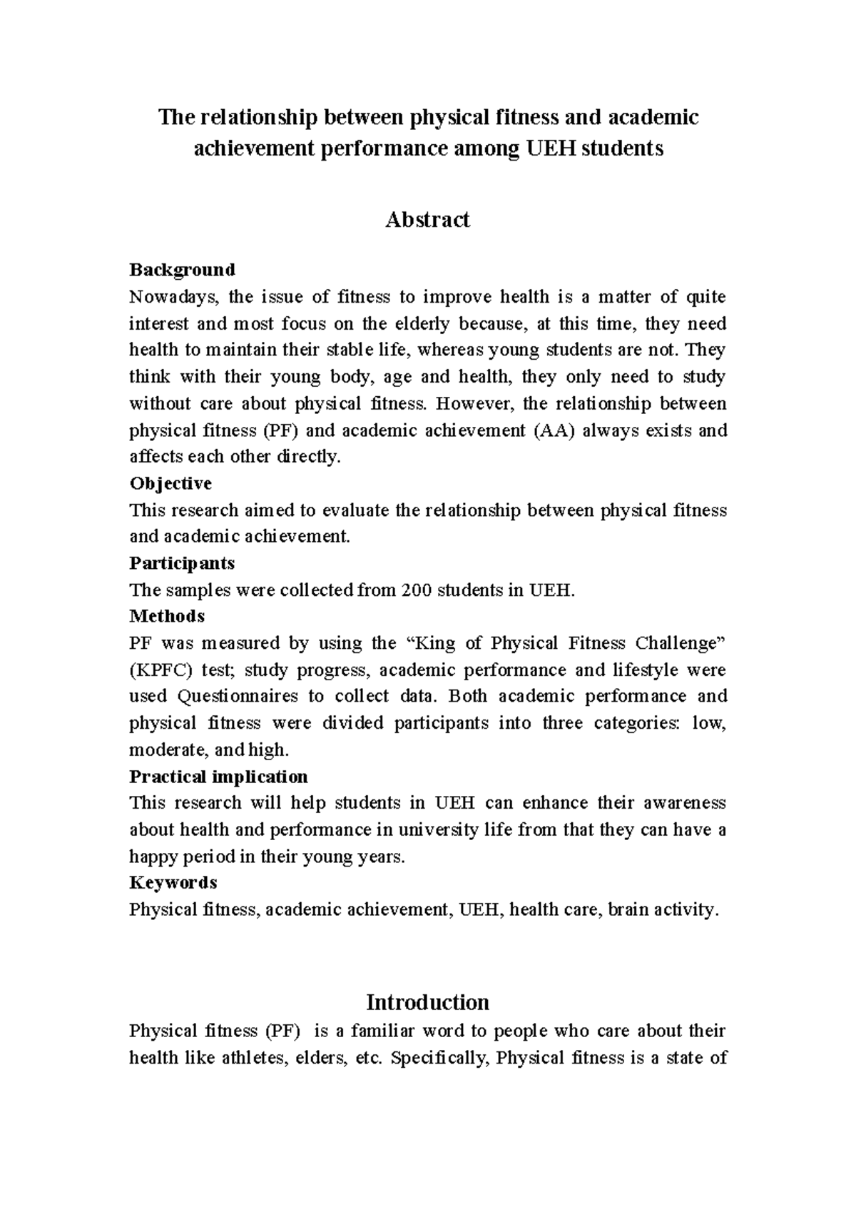 Abstract-and-introduction - The relationship between physical fitness ...
